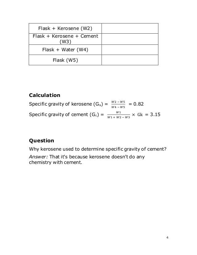 Specific Gravity of Cement