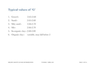 Specific gravity of soil | PDF
