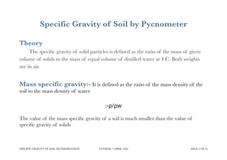 Specific gravity of soil | PDF