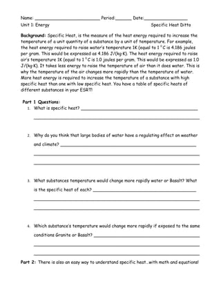 Specific Heat Ditto | PDF