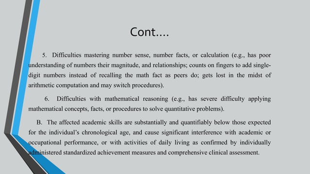 Specific learning disorder in DSM-V-TR pptx | PPTX