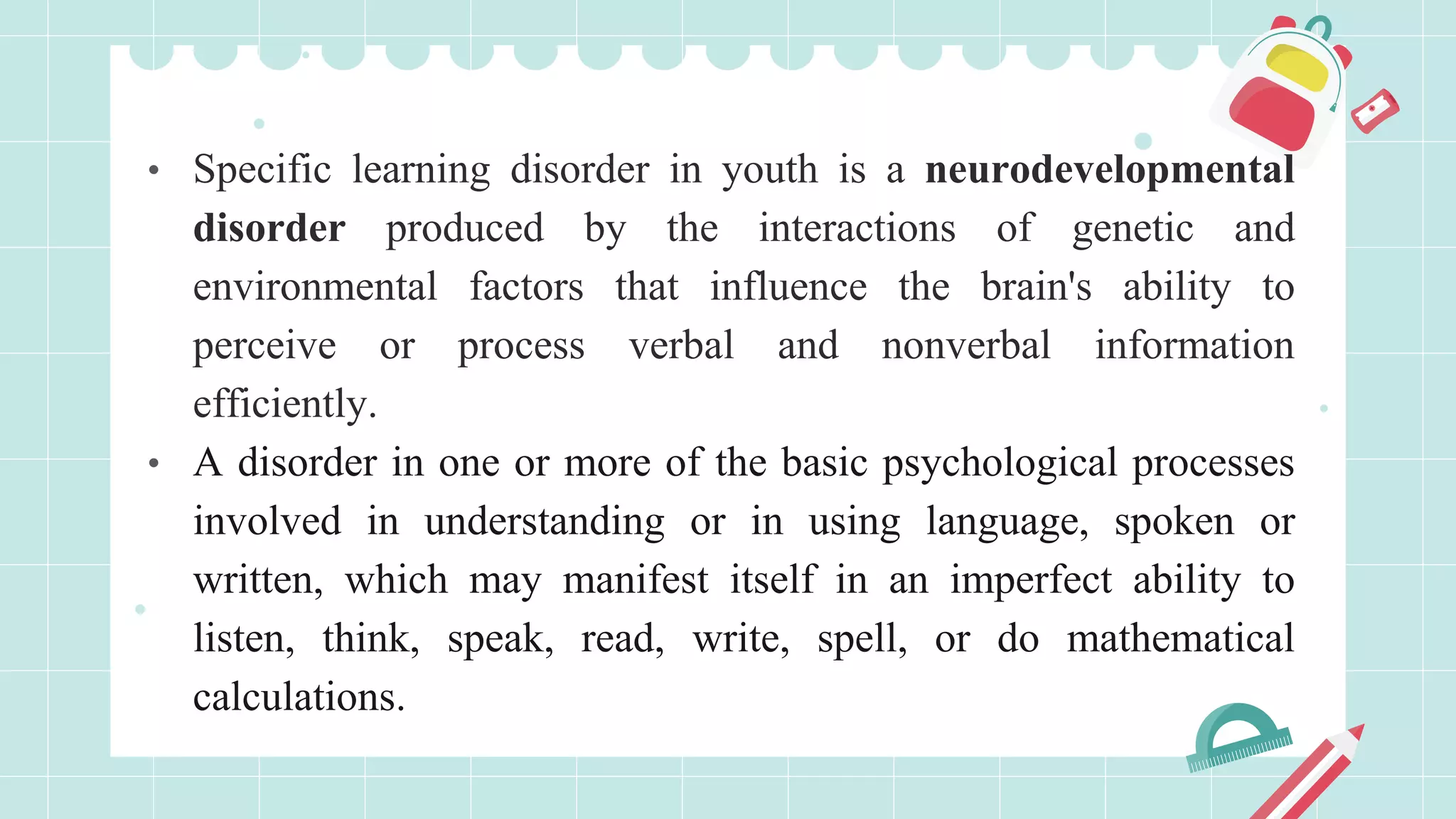 Specific learning disorder | PPTX | Brain and Nervous System Disorders ...