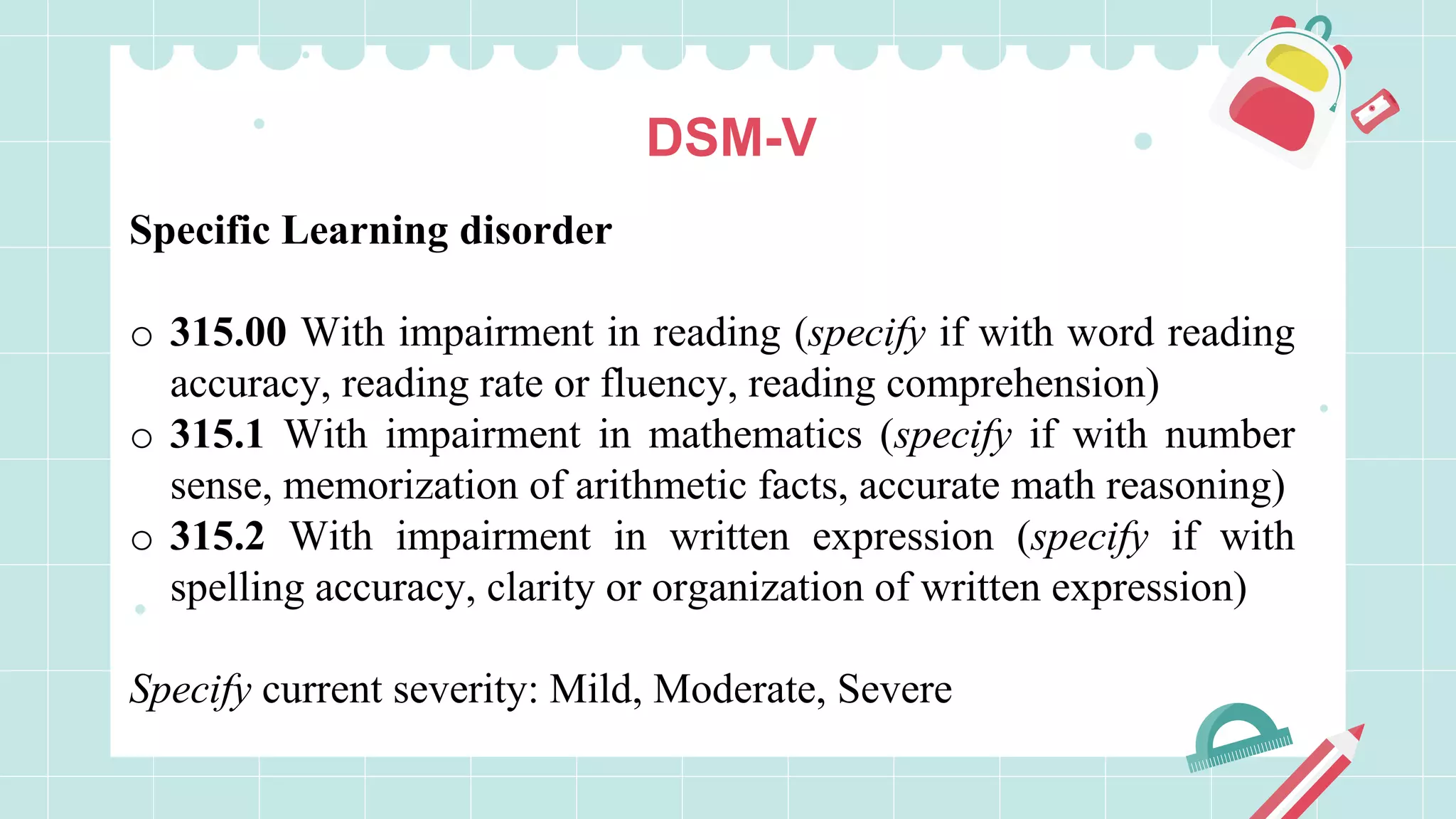 Specific learning disorder | PPTX | Brain and Nervous System Disorders ...