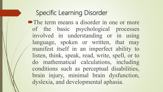 Specific learning disorder | PPTX | Brain and Nervous System Disorders ...
