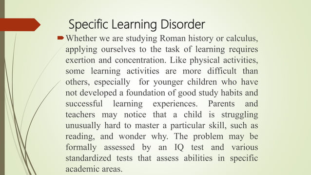 Specific learning disorder | PPTX | Brain and Nervous System Disorders ...
