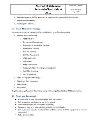 Specific method of statmeents risk assessment -job hazard analysis for ...