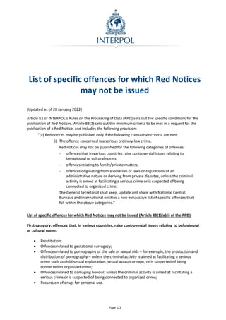 Interpol Red Notices | PDF