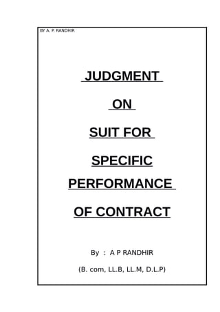 Specific performace act by a p randhir | PDF