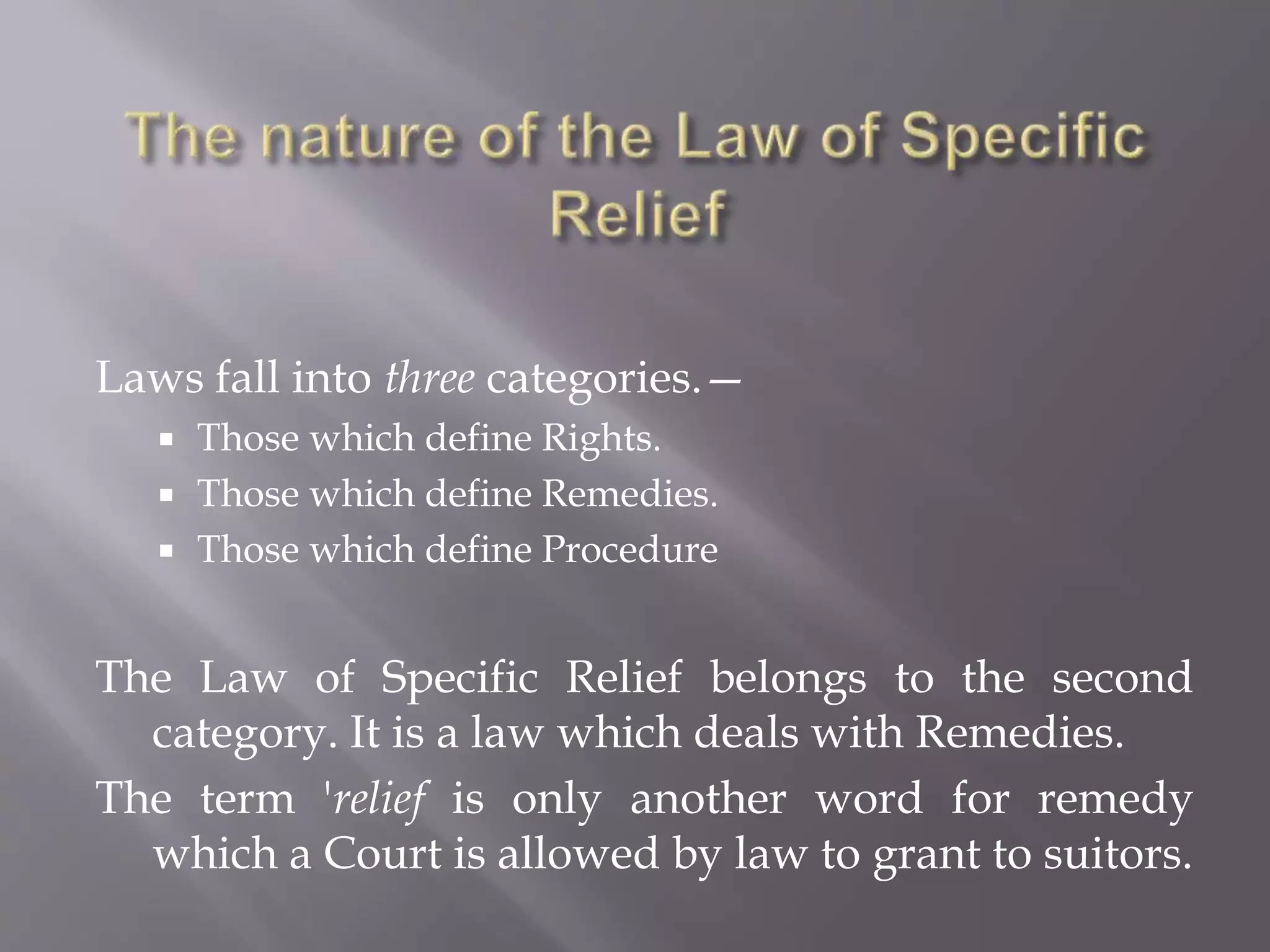 Summary of Specific relief act | PPTX