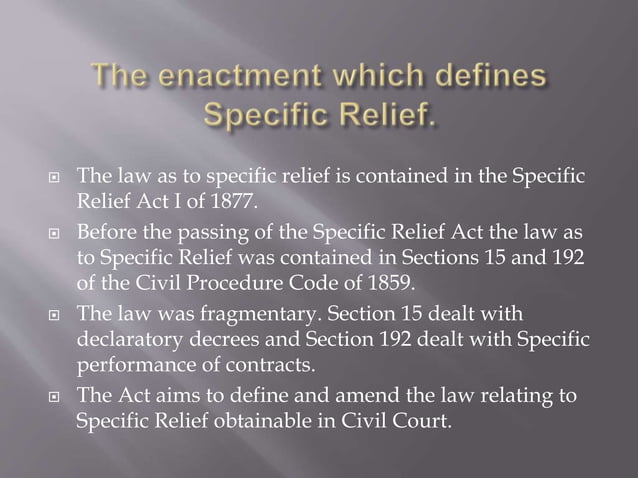 Summary of Specific relief act | PPTX | Law