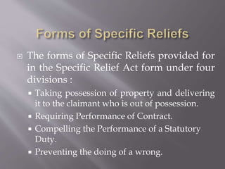 Summary of Specific relief act | PPTX