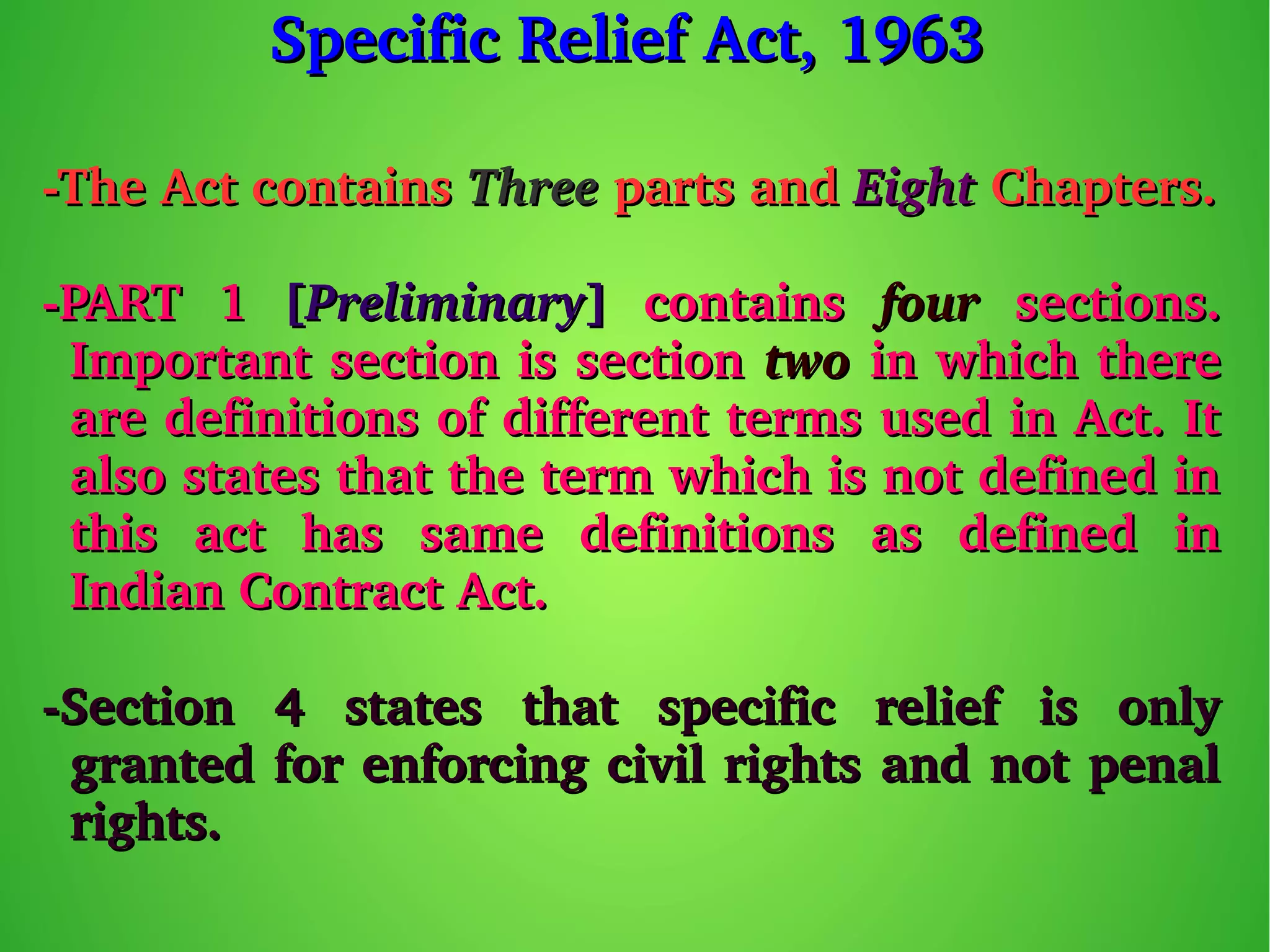 Specific Relief Act 1963 | PPT