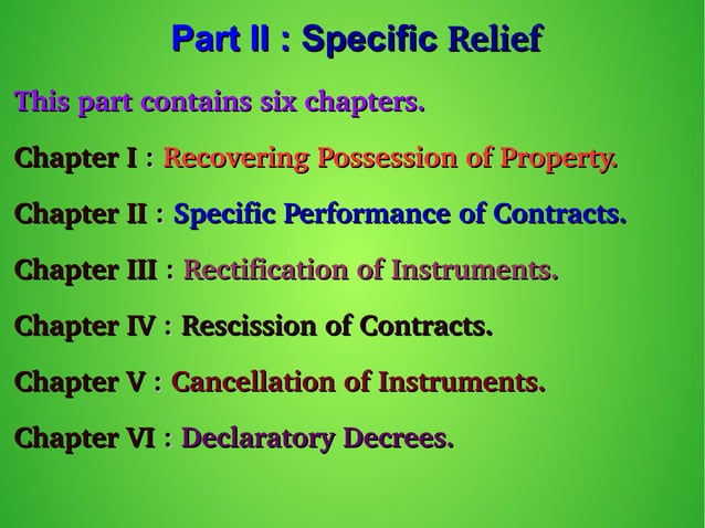 Specific Relief Act 1963 | PPT