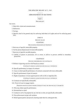 Specific Relief Act 1963 | PDF