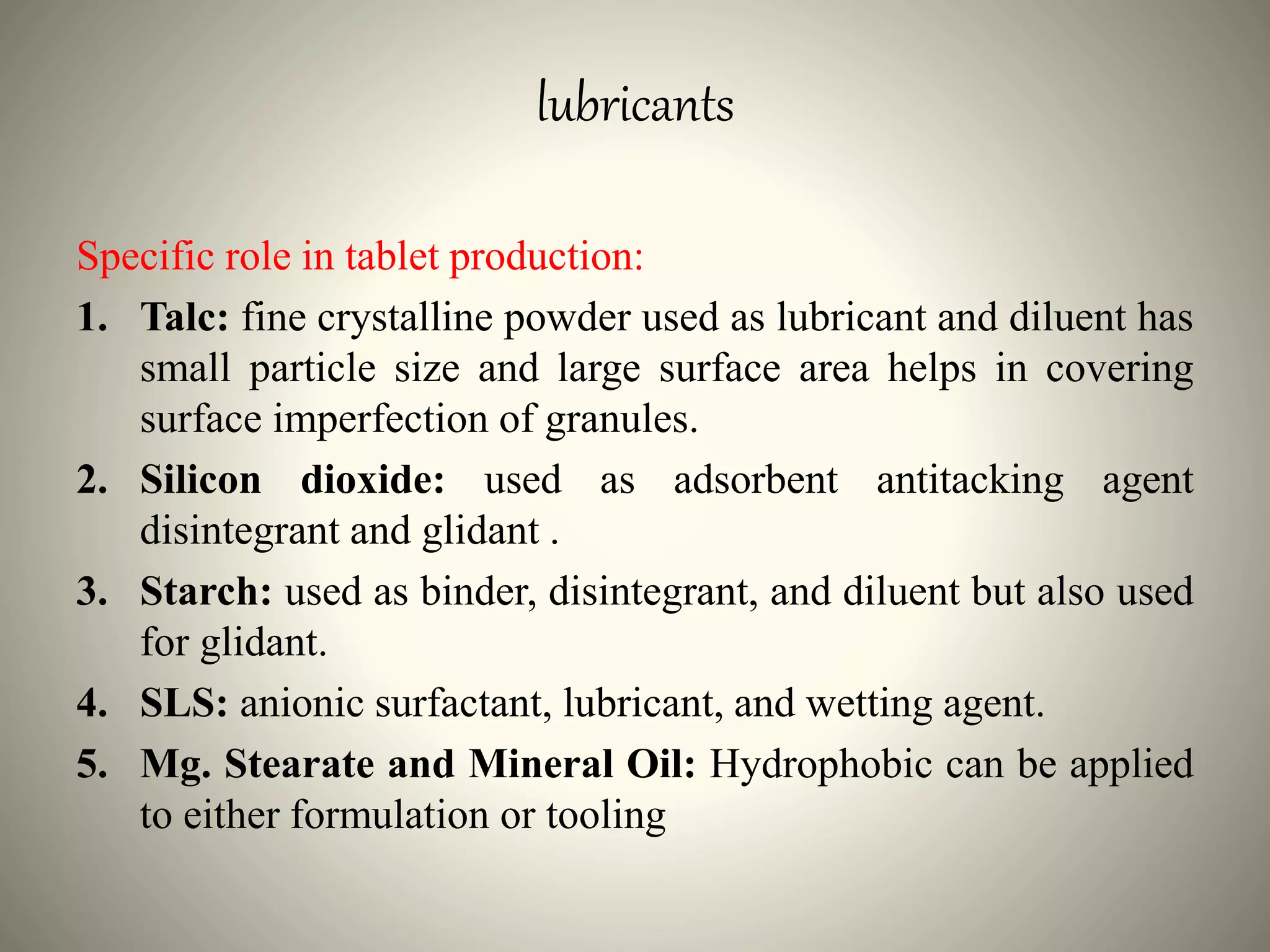 Specific role of excipients in tablet production | PPTX