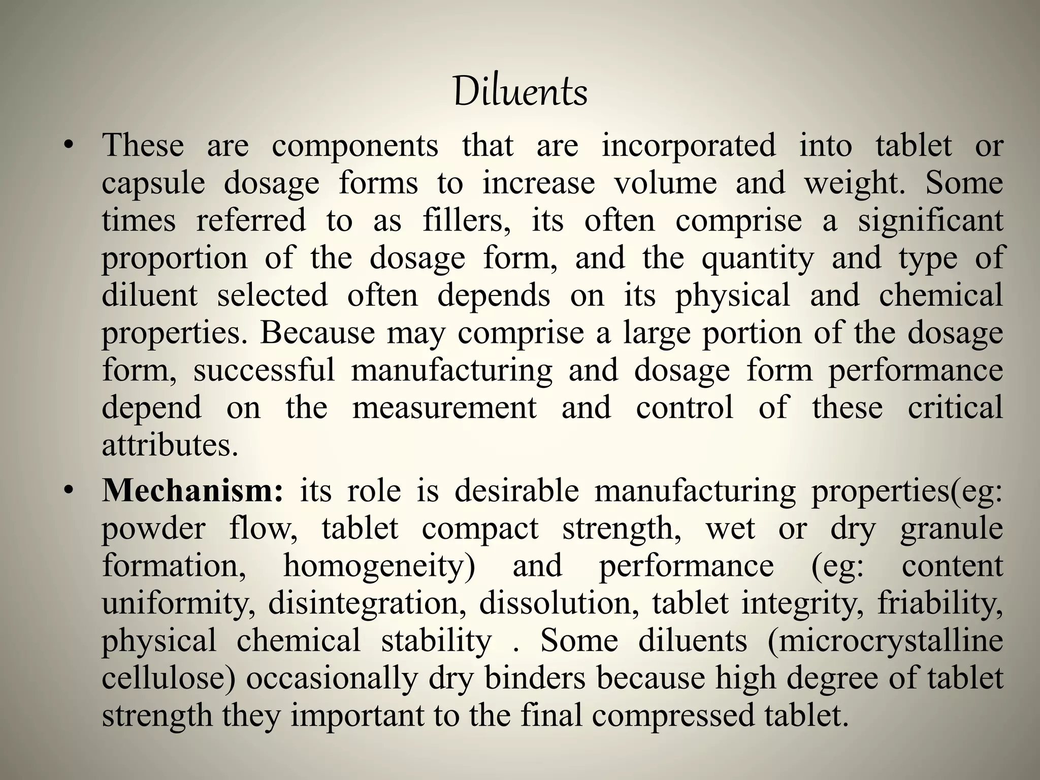 Specific role of excipients in tablet production | PPTX