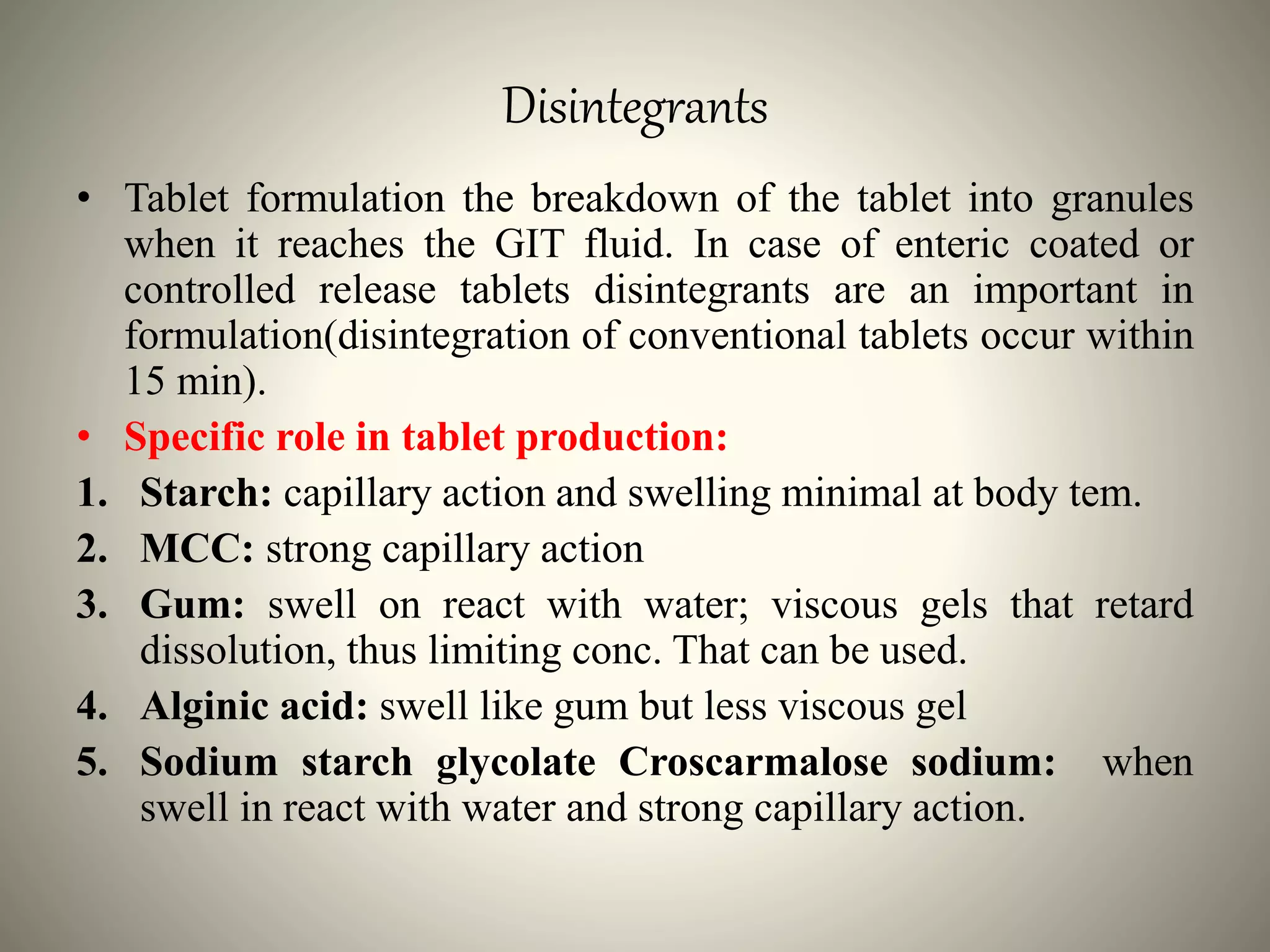 Specific role of excipients in tablet production | PPTX