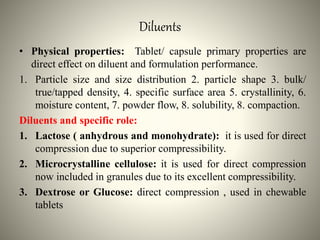 Specific role of excipients in tablet production | PPT