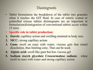 Specific role of excipients in tablet production | PPT