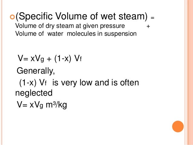 Specific volume of steam