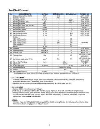 Specifikasi Product Bahan Bakar Minyak pdf | PDF