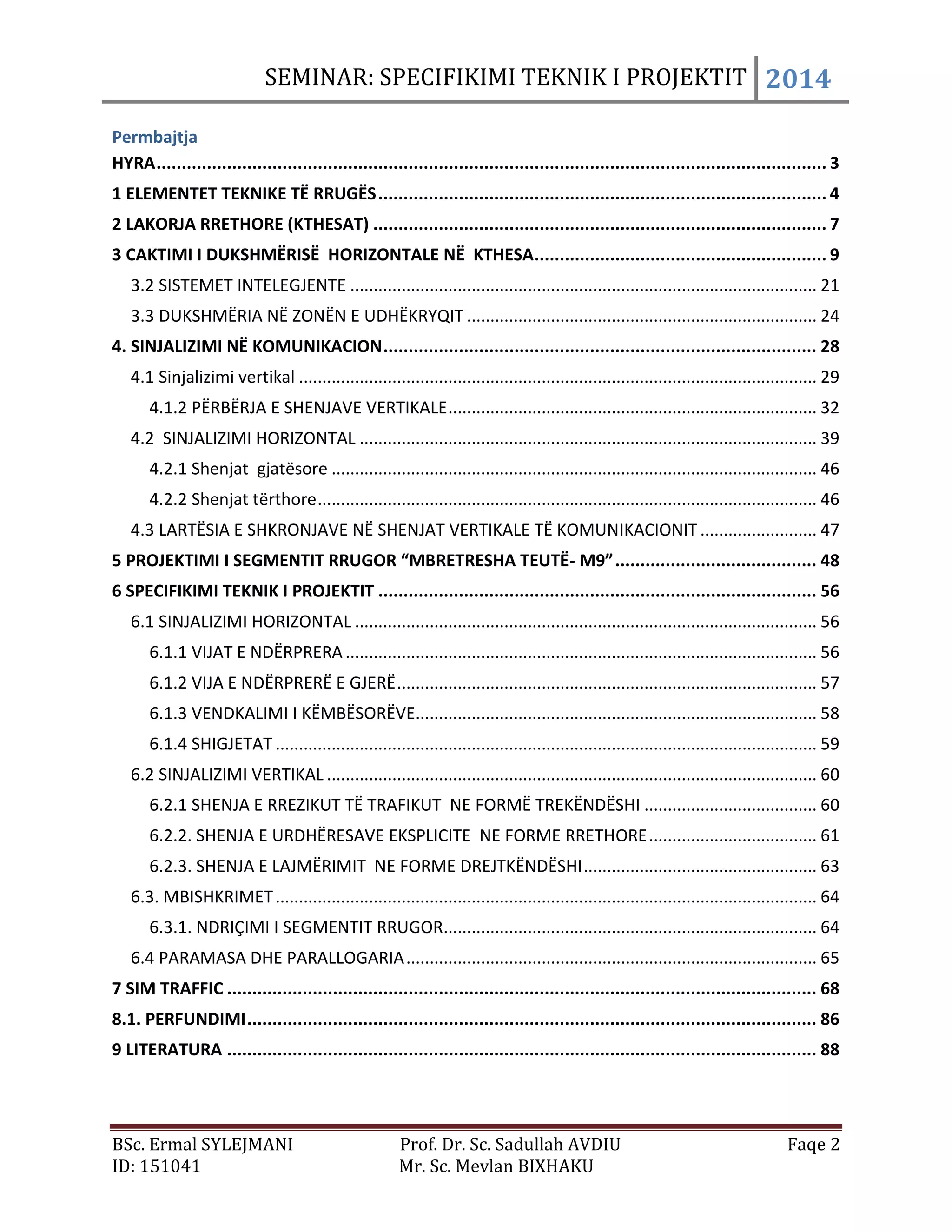 Specifikimi teknik/Planung von Straßen/Road design | PDF