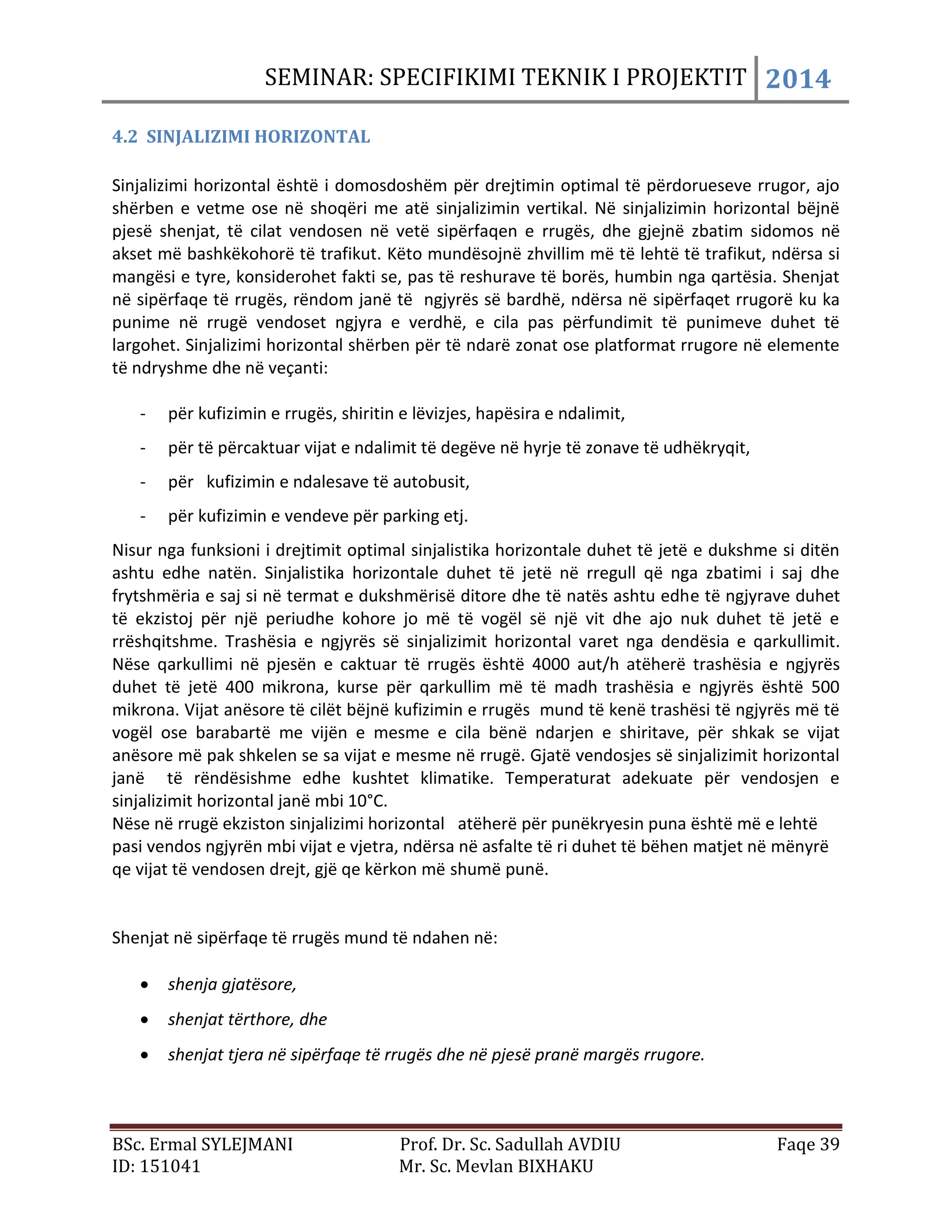 Specifikimi teknik/Planung von Straßen/Road design | PDF