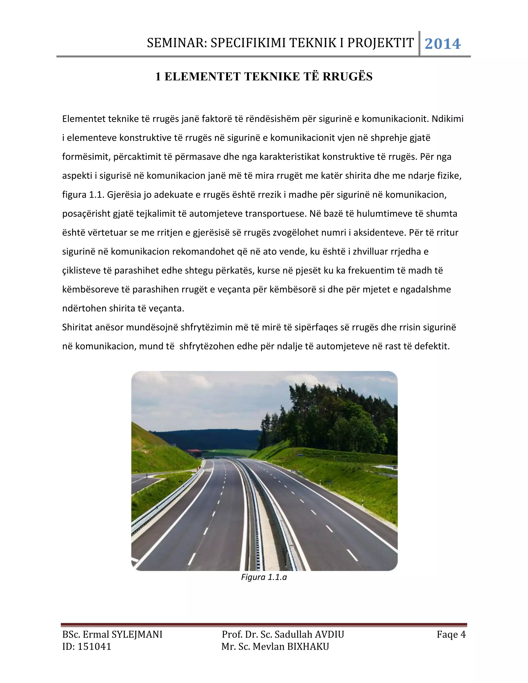 Specifikimi teknik/Planung von Straßen/Road design | PDF