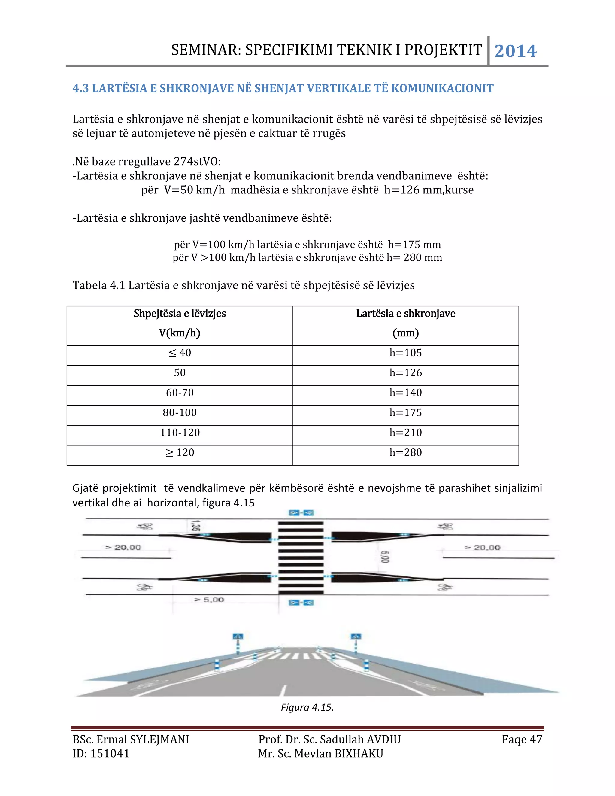 Specifikimi teknik/Planung von Straßen/Road design | PDF