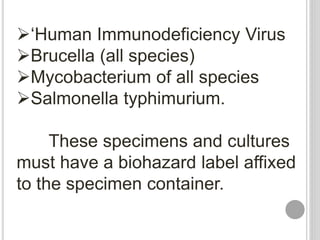 Specimen handling | PPTX | Infectious Diseases | Diseases and Conditions