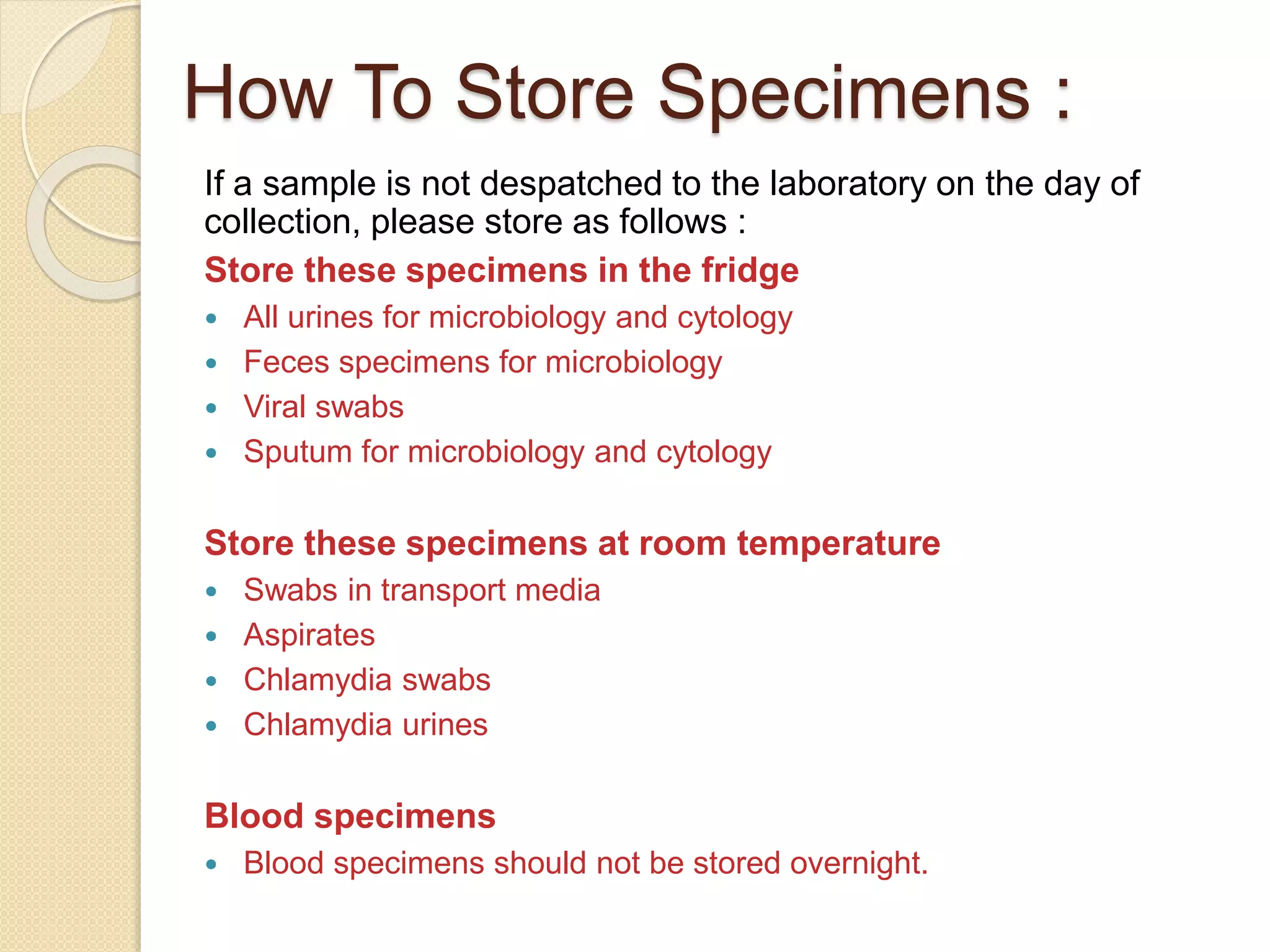 Specimen storage | PPTX