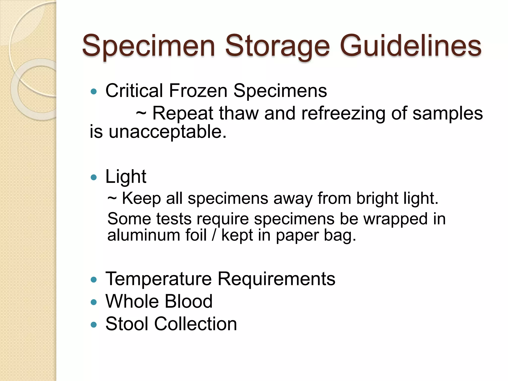 Specimen storage | PPTX