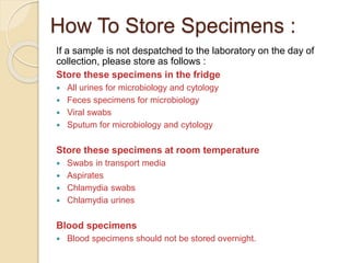 Specimen storage | PPTX | Blood Disorders | Diseases and Conditions