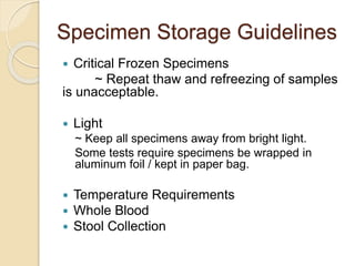 Specimen storage | PPTX | Blood Disorders | Diseases and Conditions