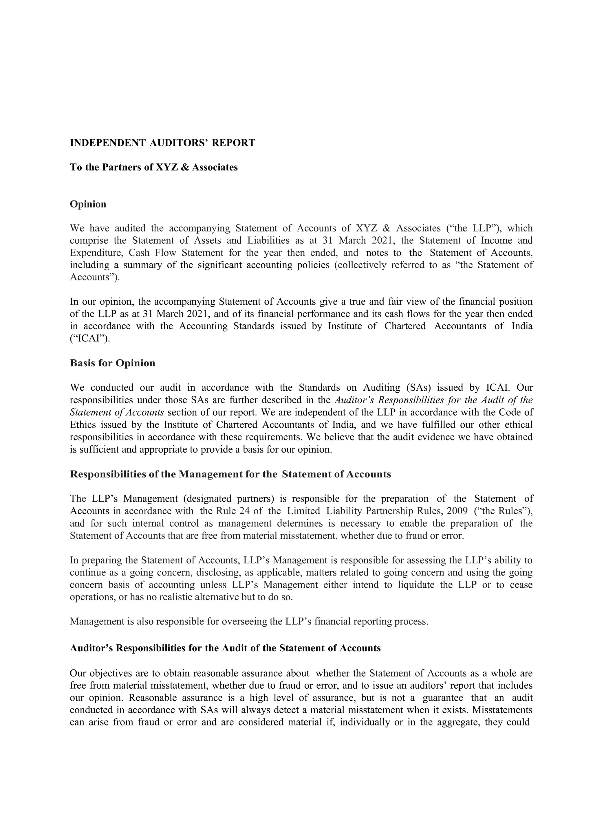 Latest Format for Audit Report and Financials for LLP | CA Sana Baqai | PDF