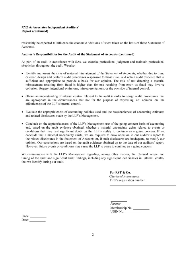 Latest Format for Audit Report and Financials for LLP | CA Sana Baqai | PDF