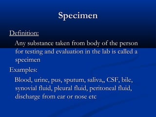 Specimen collection | PPT