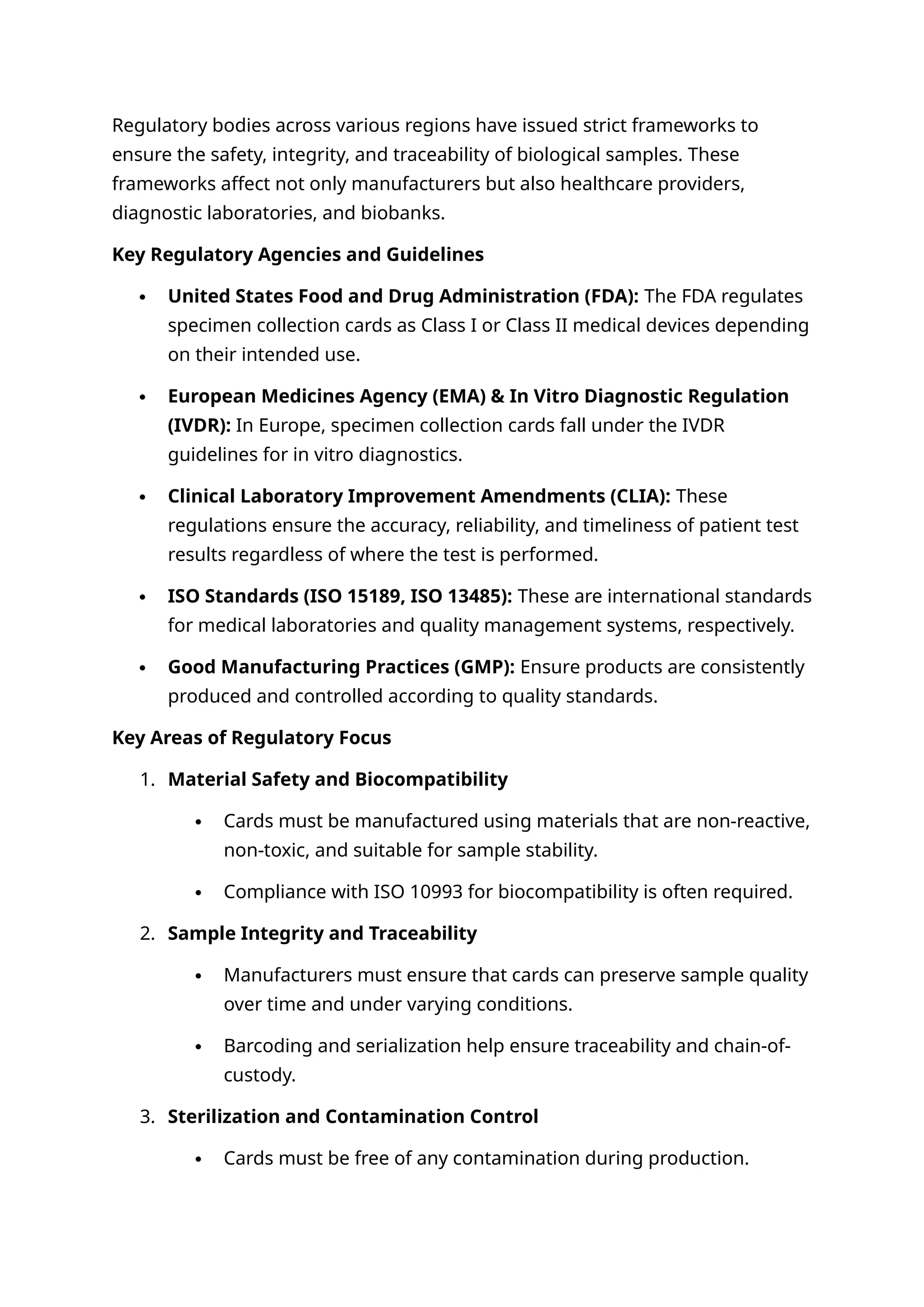 Specimen Collection Cards Market Competitive Landscape Overview | DOCX