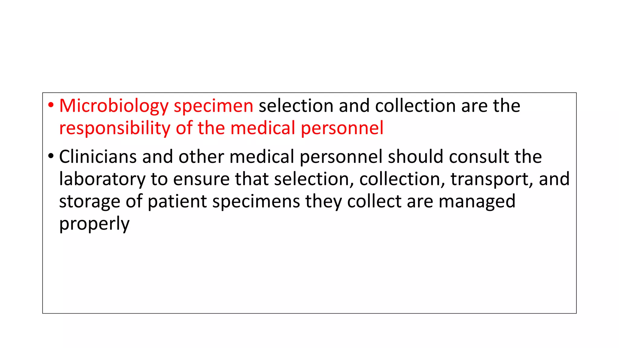 Specimen collection for clinical microbiology laboratory | PPTX