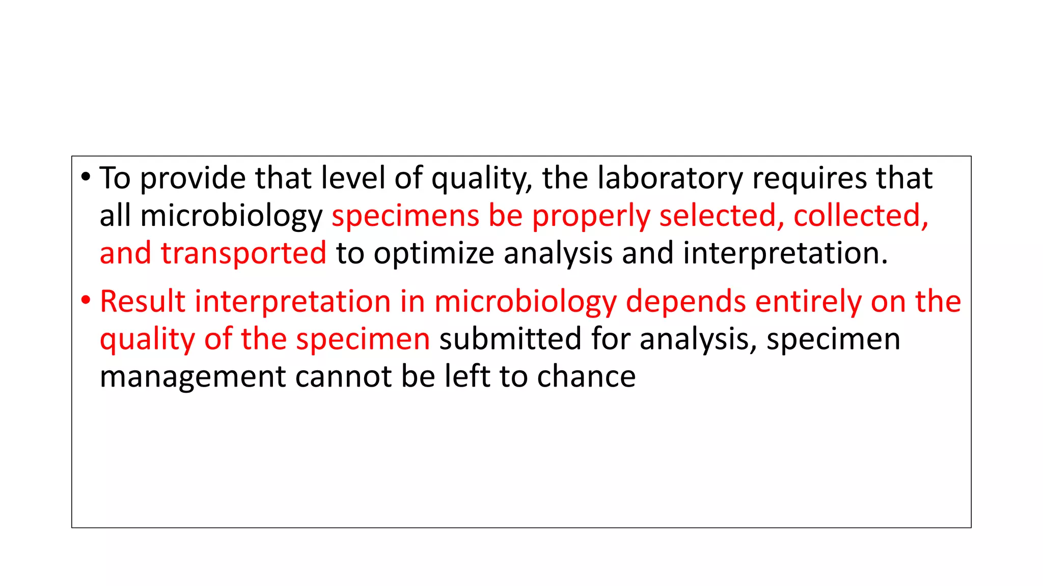 Specimen collection for clinical microbiology laboratory | PPTX