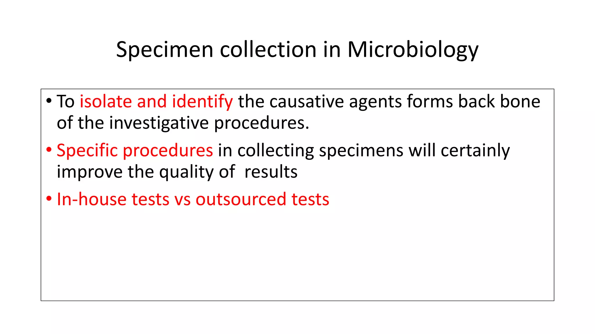 Specimen collection for clinical microbiology laboratory | PPTX