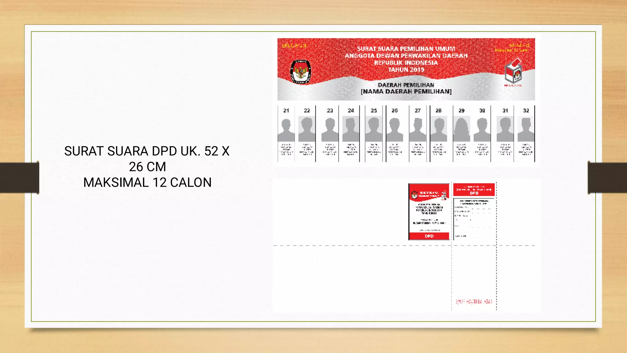 Specimen desain surat suara pemilu 2019 | PDF