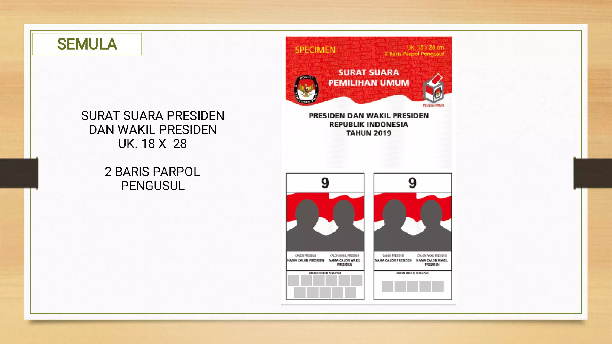 Specimen desain surat suara pemilu 2019 | PDF