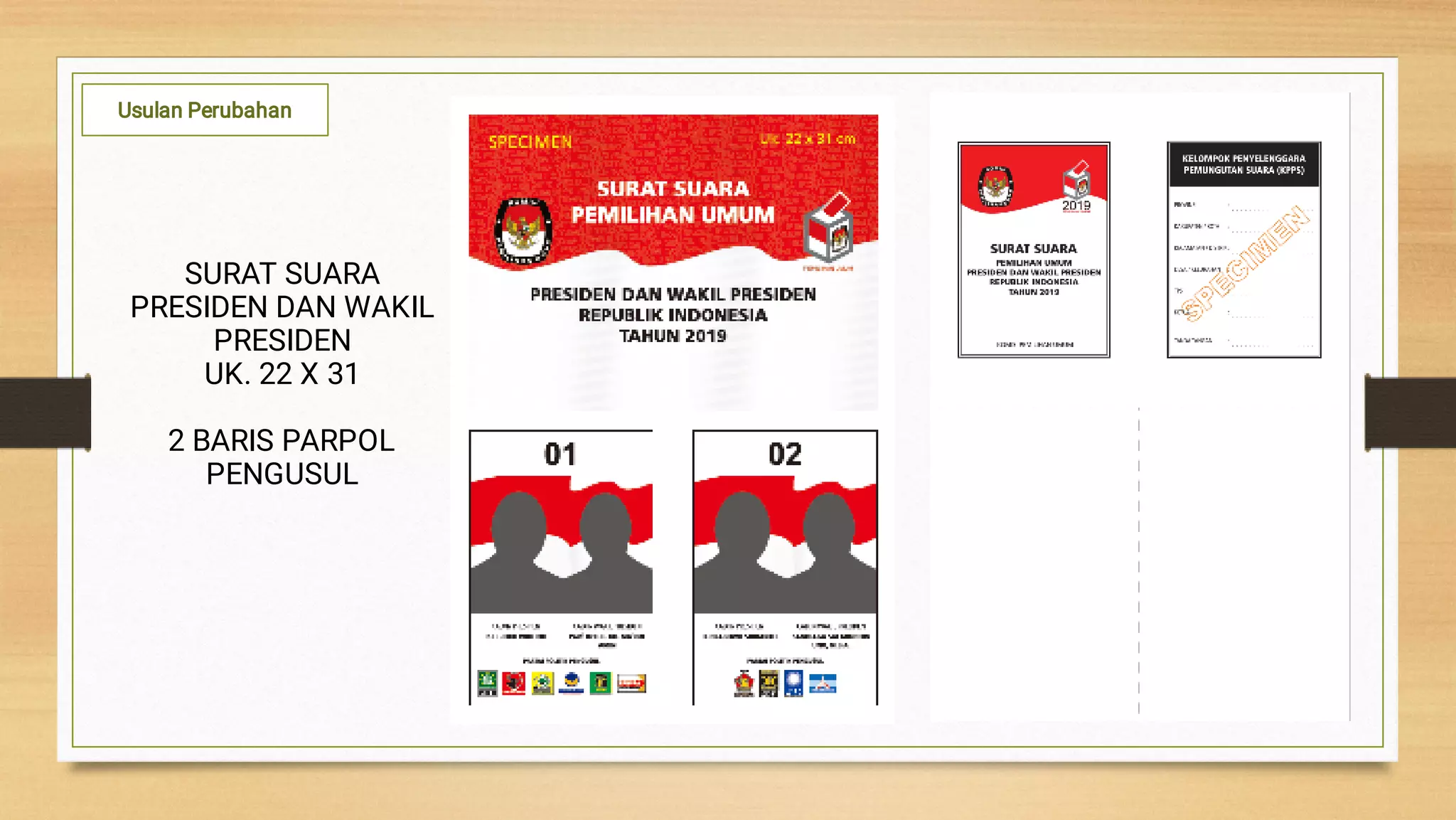 Specimen desain surat suara pemilu 2019 | PDF