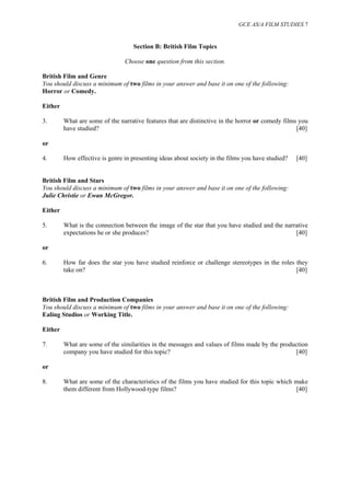 FILM STUDIES Specimen materials | PDF