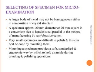 Specimen preparation for micro examination-1 | PPTX | Chemistry | Science