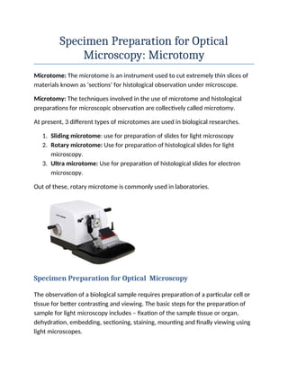 Specimen Preparation for Optical Microscopy: Microtomy.docx