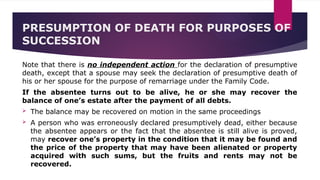 PRESUMPTION OF DEATH FOR PURPOSES OF SUCCESSION | PPTX