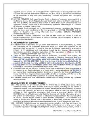 Specranet SLA for all customers requiring internet services | PDF