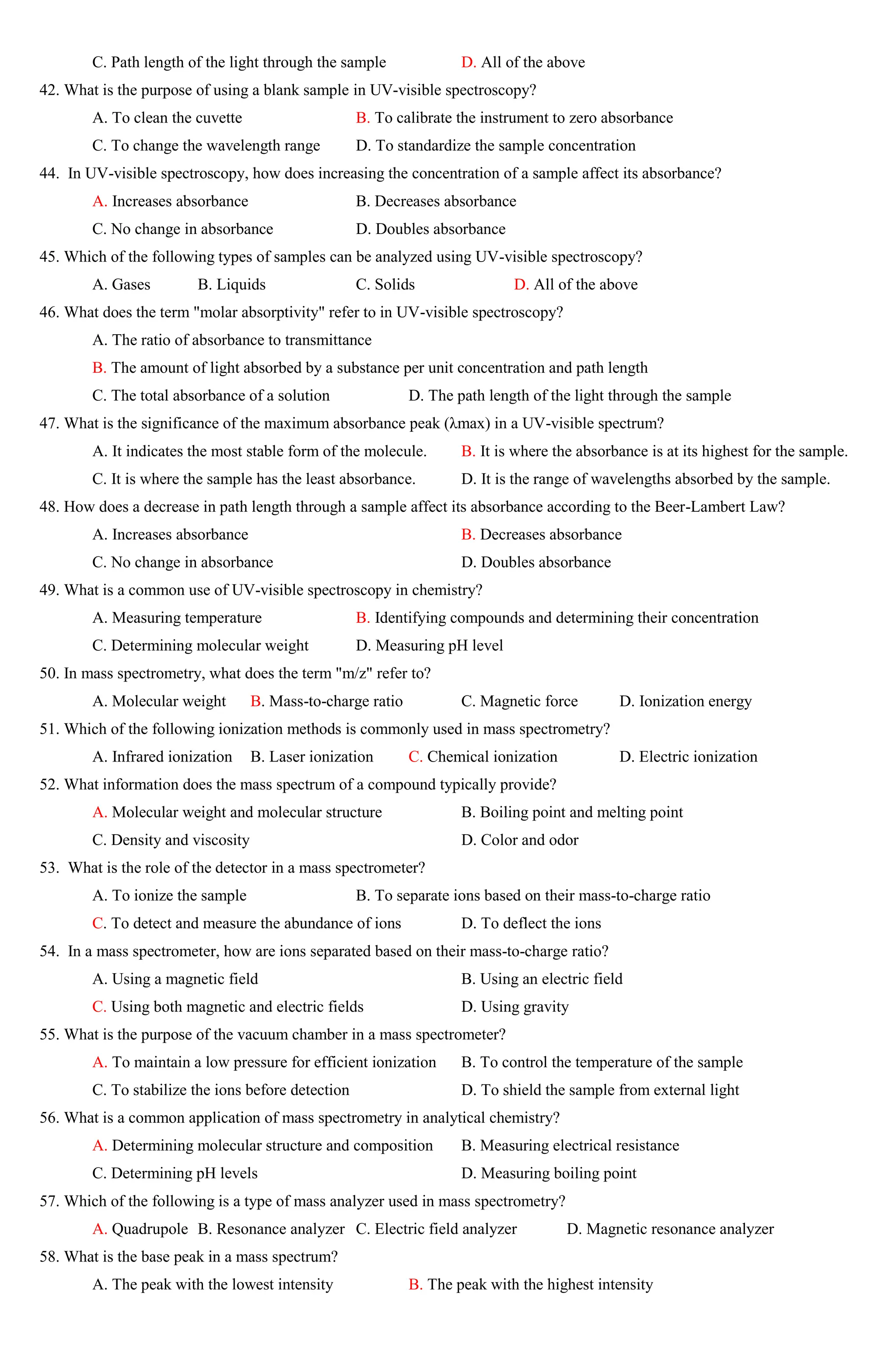 specroscopy question bank.pdf Mass spectrometry,Infrared | PDF